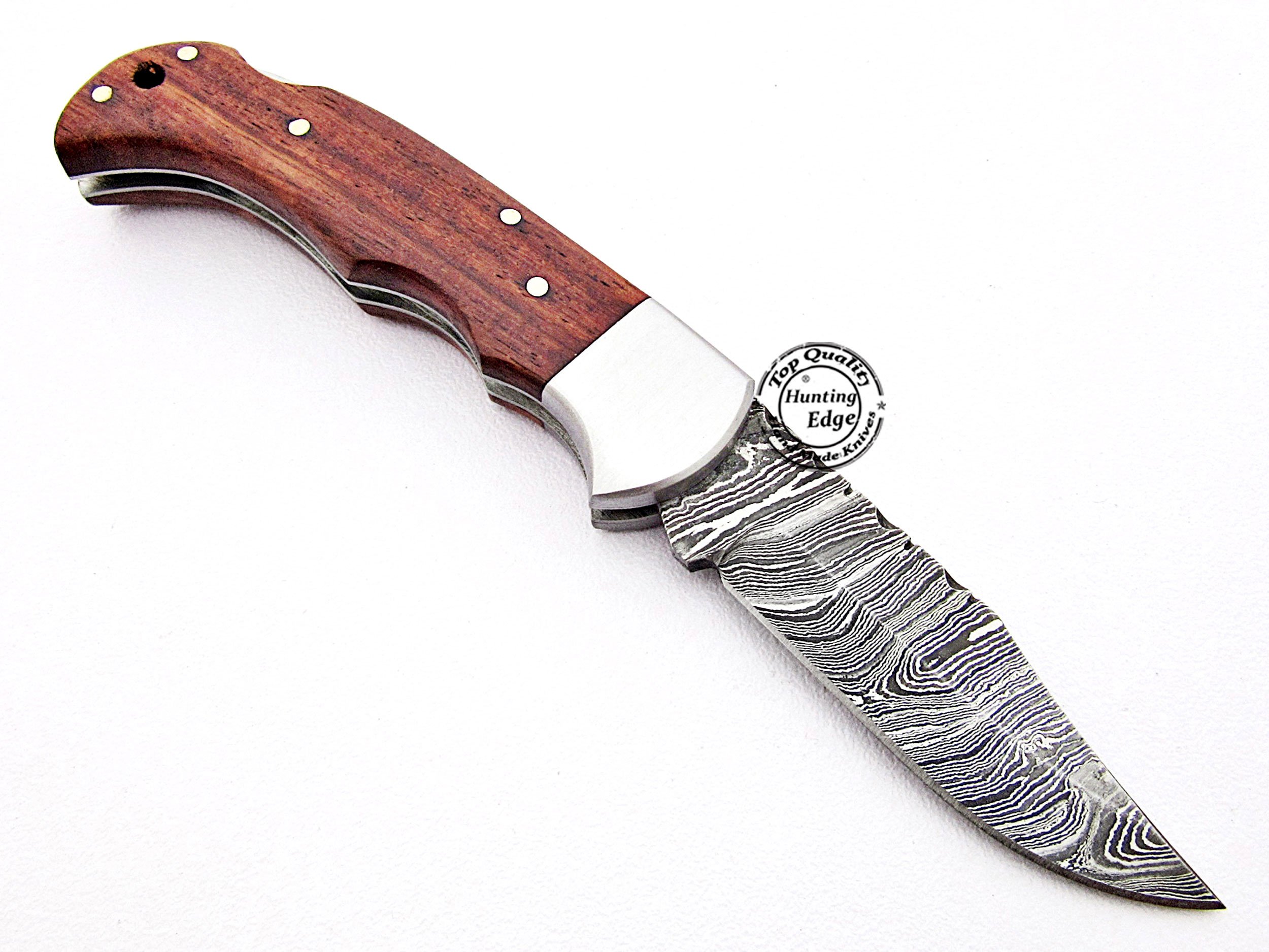 Hunting Edge Rose Wood 6.5'' 100% Handmade Damascus Steel Folding Pocket Knife 100% Prime Quality