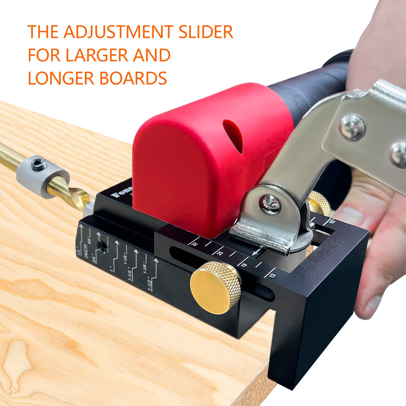 JUYLTOOL Pocket Hole Jig Kit, Pocket Screw Jig Woodworking Tool Professional Jig Kit with Removable Vacuum Dust Port Adapter Carpentry Slant Hole Locator