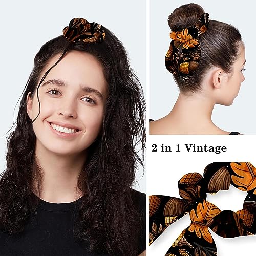Thanksgiving Acorn Working Cap with Button Sweatband Adjustable Tie Back Bouffant Hats with Scrunchie