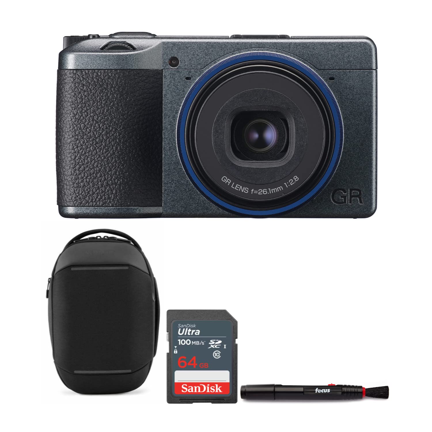 Ricoh GR IIIx Urban Edition Digital Camera Bundle with 6L Sling, 64GB Memory Card and Lens Cleaning Pen (4 Items)