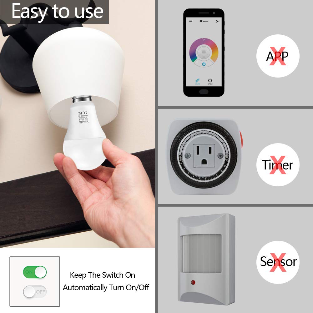 Vgogfly Dusk to Dawn Light Bulb Smart Sensor Lighting Lamp 7W E26/E27 Automatic On/Off, Indoor/Outdoor Yard Porch Patio Garage Garden 2700K(Warm White, 4 Pack)