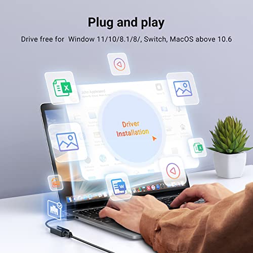 UGREEN Ethernet Adapter USB to 10 100 Mbps Network Adapter RJ45 Wired LAN Adapter for Laptop PC Compatible with Nintendo Switch Wii Wii U MacBook Chromebook Surface Windows macOS Linux (Black)