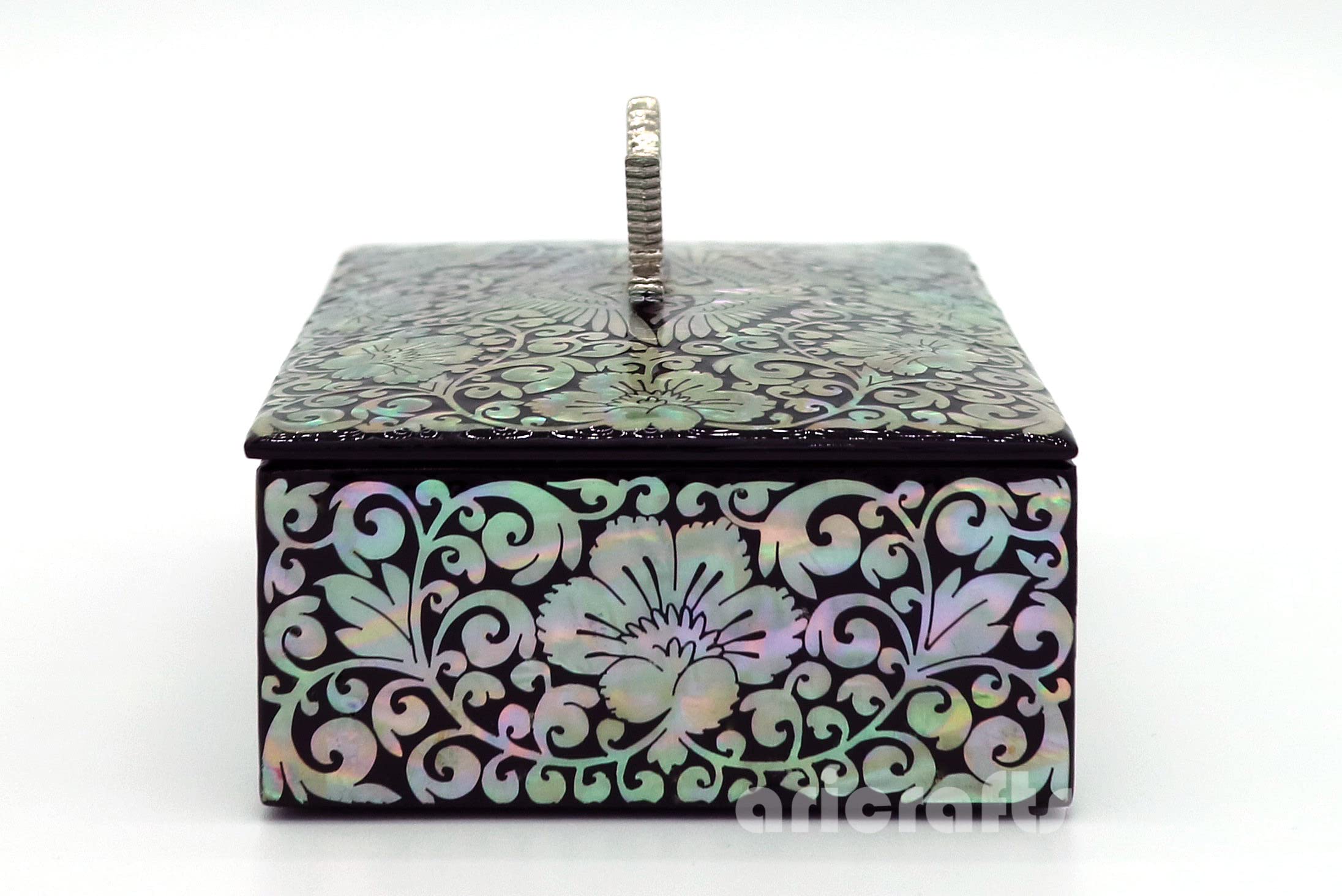 Mother of Pearl Nacre Lacquer Inlay Wooden Business Card Case, Business card Box, Desk Office Organizer, ID Box, Multi Box, Trinket Case