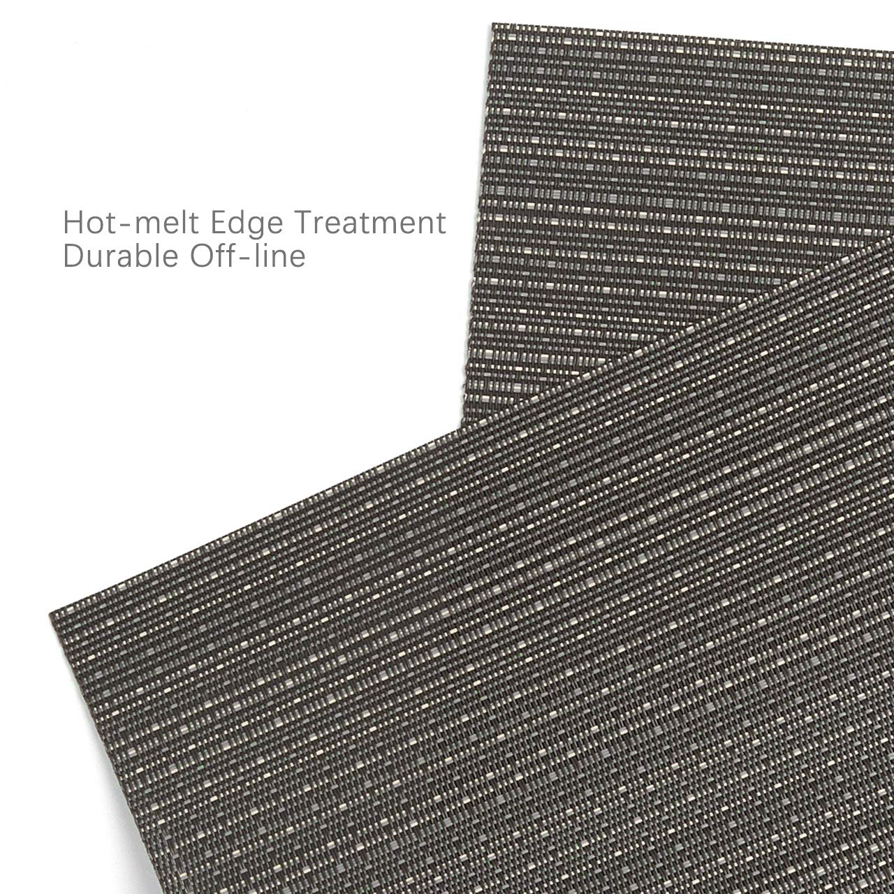 Myir JUN Place Mats, Table Mats Set of 8 Indoor Placemats Washable Non-Slip Heatproof Woven Placemats for Dining Table Fabric Place Mat PVC (Dark Gray, Set of 8)