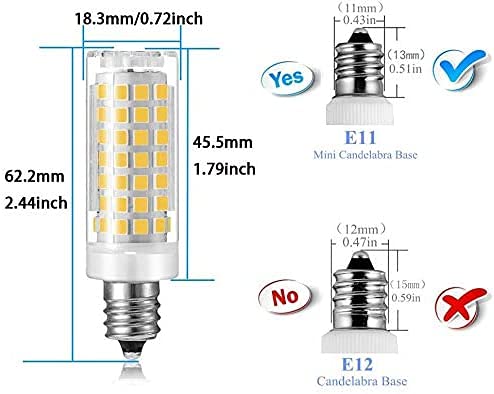 Mhxy e11 led Bulb, 75W or 100W Equivalent Halogen Replacement Lights, Dimmable, Mini Candelabra Base, 850 Lumens, Daylight White 6000K, AC110V/ 120V/ 130V, Replaces T4 /T3 JD e11 Light Bulb (4-Pack)