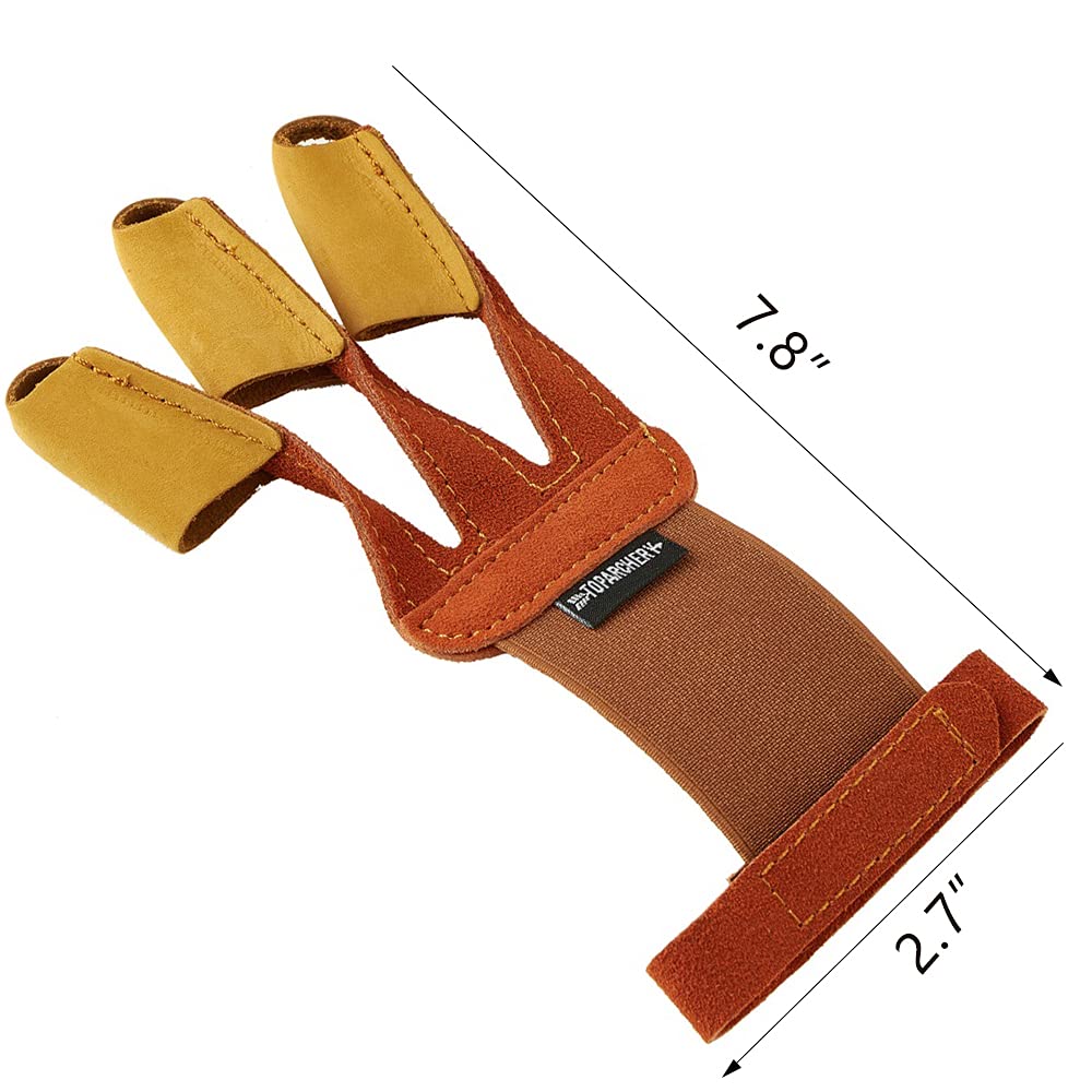 Huntingdoor Archery Glove 3 Finger Guard Finger Tab Protective Gear Leather gloves for Hunting shooting Targeting for Men Women Youth Beginner