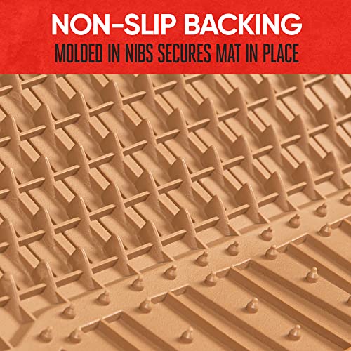 Motor Trend 943-BG FlexTough Defender Car Floor Mats -Next Generation Deep Dish Heavy Duty Contour Liners for Car SUV Truck & Van-All Weather Protection, Trim to Fit Most Vehicles Beige