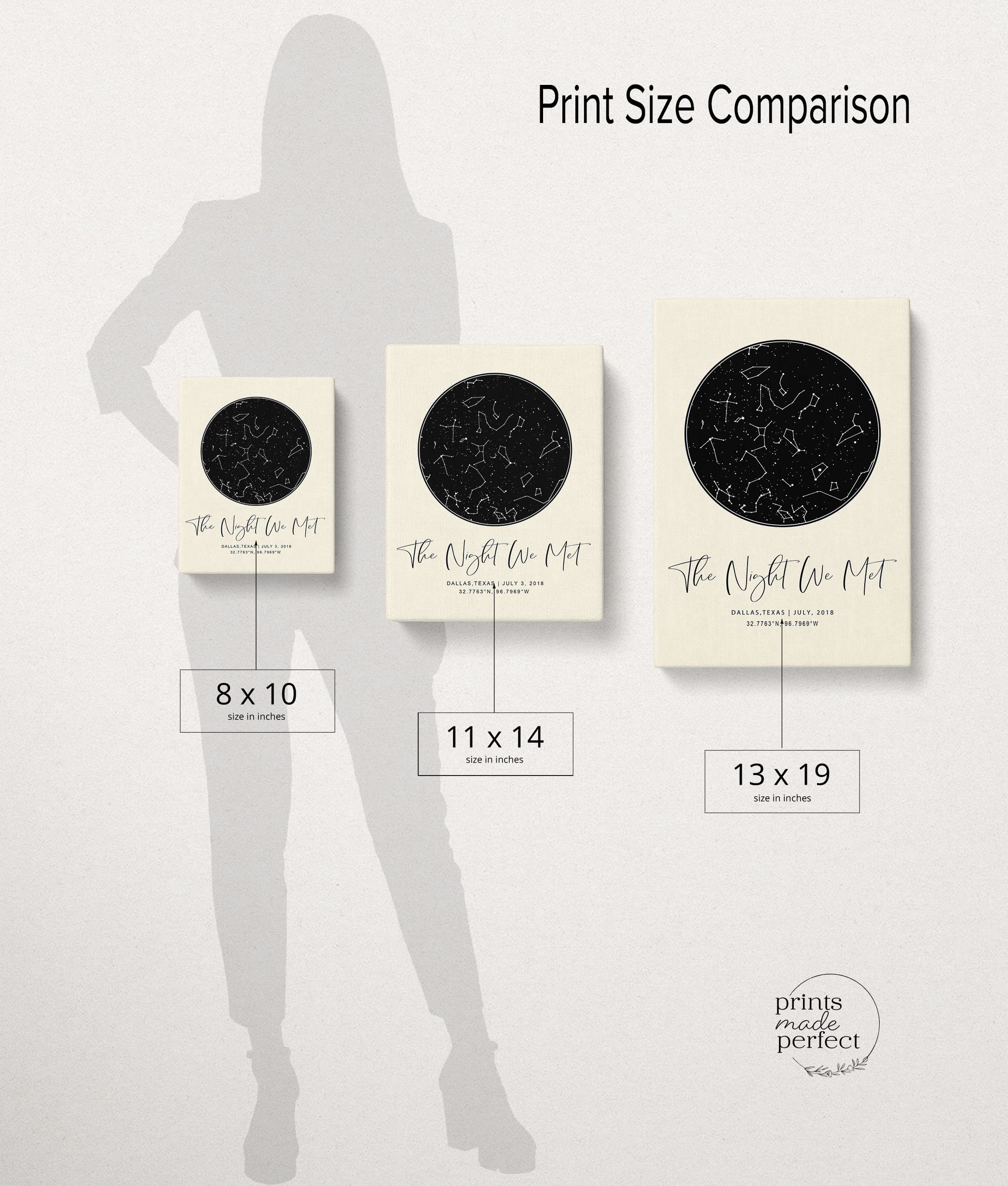 Personalized Star Map With Specific Dates & Place - Custom Constellation Map Print, Unframed- Special Occasion Star Chart Wall Art- Great Anniversary, Engagement, Wedding Romantic Gift (Cream)