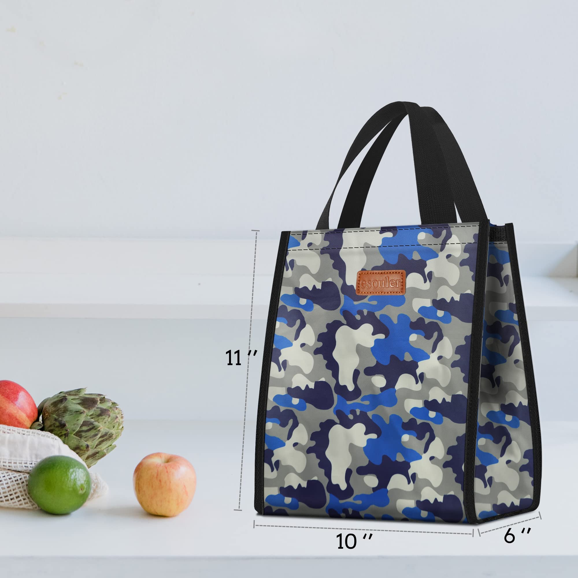 Lunch Bag Women Men Black Insulated Lunch Box Reusable Lunch Tote Bag for Work-Black