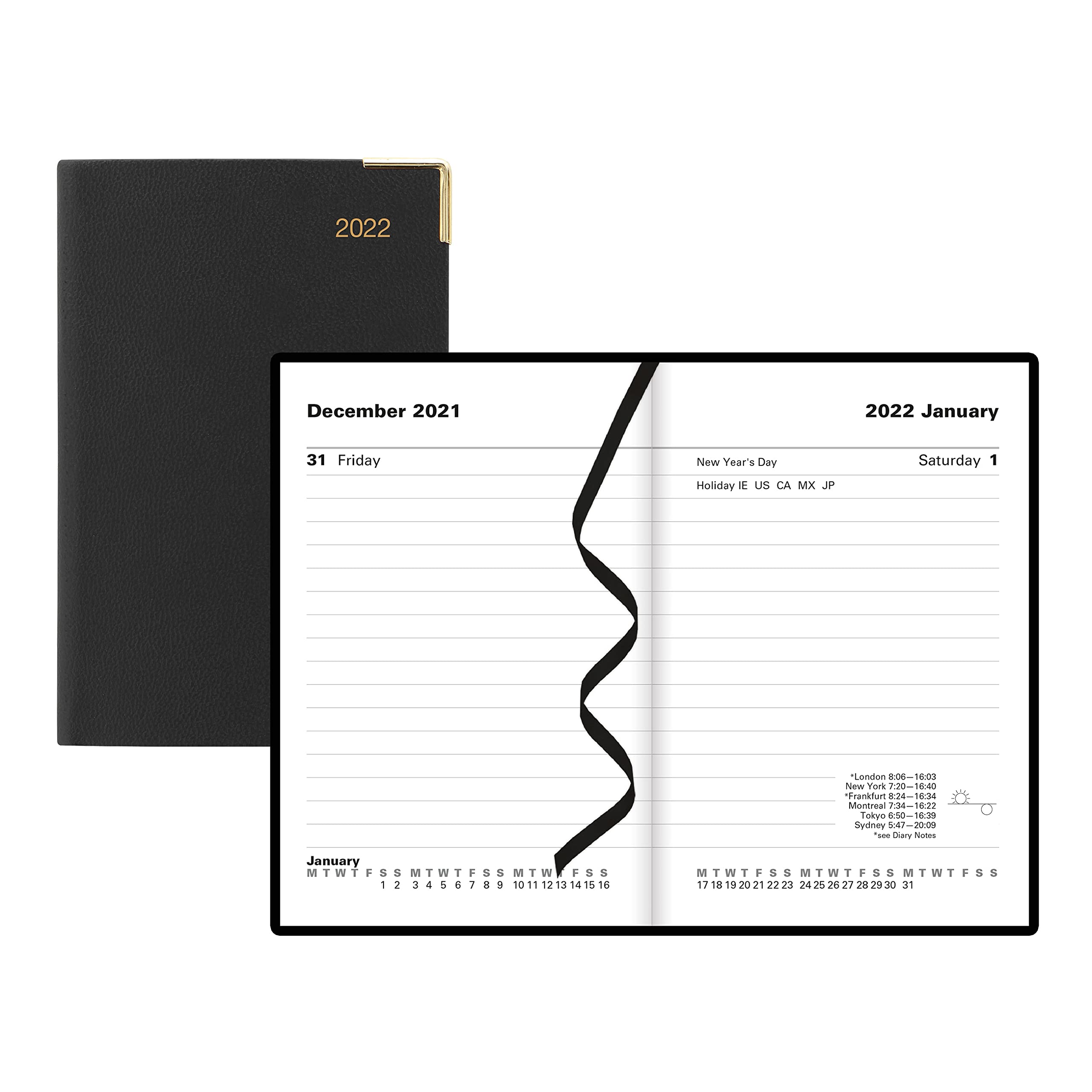 LETTS Classic Daily Planner, 12 Months, January to December, 2022, Day Per Page, 4.25" x 2.75", Black (C12EBK-22)