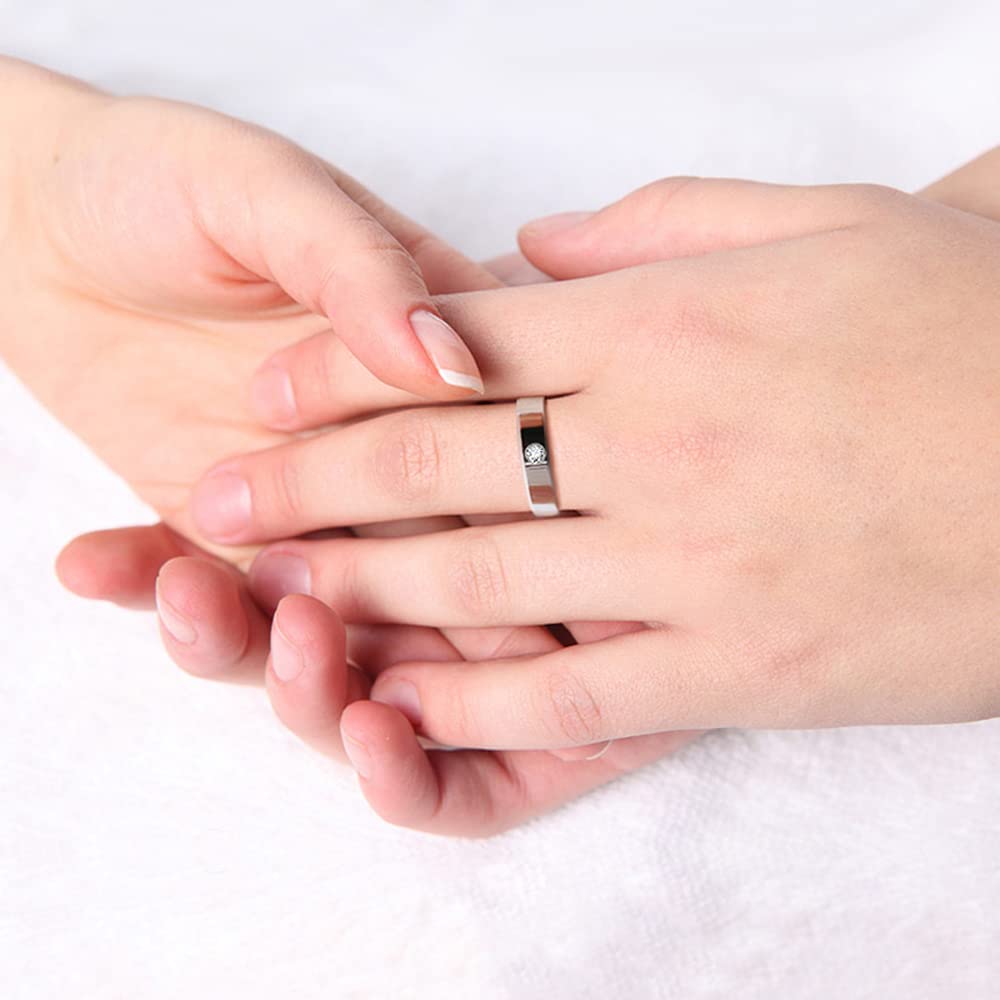 Meilanduo Solid 925 Sterling Silver Engagement Ring Round Brilliant Cubic Zirconia CZ Wedding Band Ring, Sizes 5 to 13 for Men & Women (9)