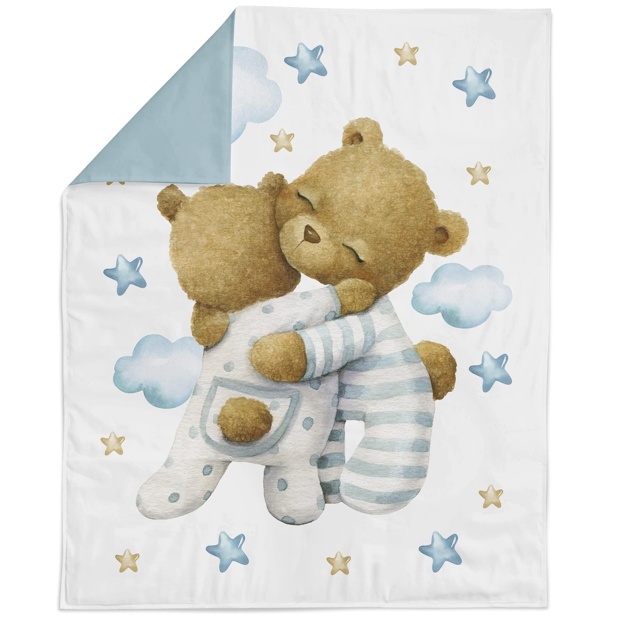 UNIQUE Cute Bear Fabric Panel 29x39 in, Quilting Panel, Baby Quilt Panel, Cotton Baby Panel, Blanket Panel, Cotton Sateen Fabric Panel for Quilting