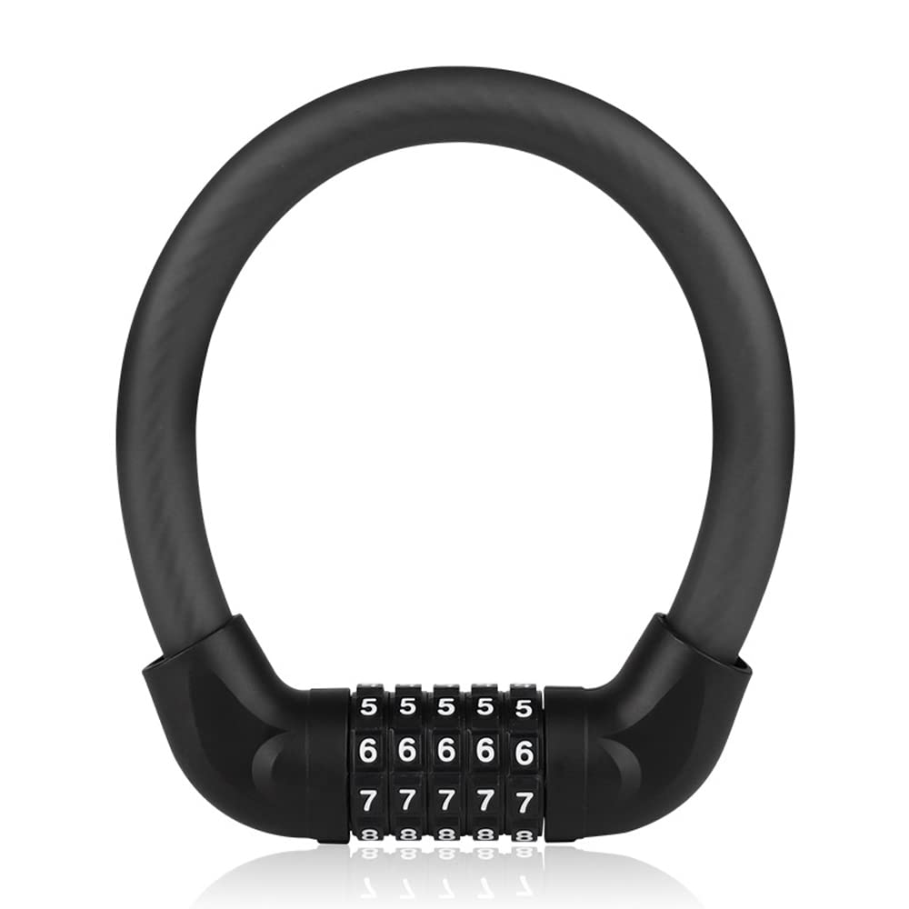 Lock Bike Lock Cable, Anti Theft Bicycle Lock Chain, 5 Digit Security Resettable Bike Combination Lock Self Coiling Combination Cable Combo Bike Locks, Black 6.69 * 5.98inch