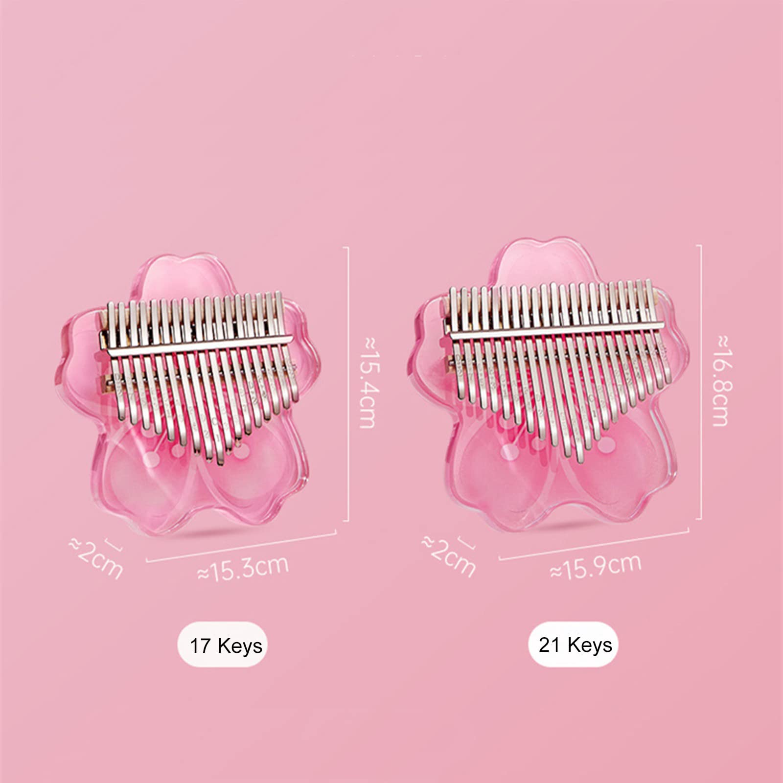 Sakura Finger Thumb Piano Portable 17/21 Keys Pink Mini Kalimba Finger Musical Instrument Gifts for Beginners (Pink 21 Keys)