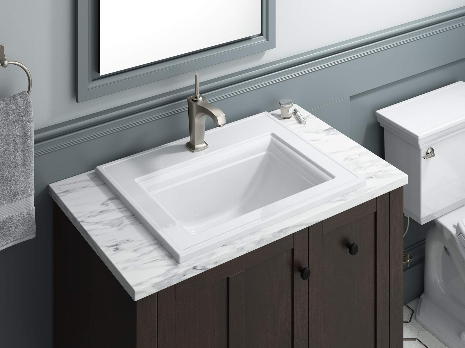 KOHLER K-2337-1-0 Memoirs Stately Drop-In Bathroom Sink with Stately Design, White