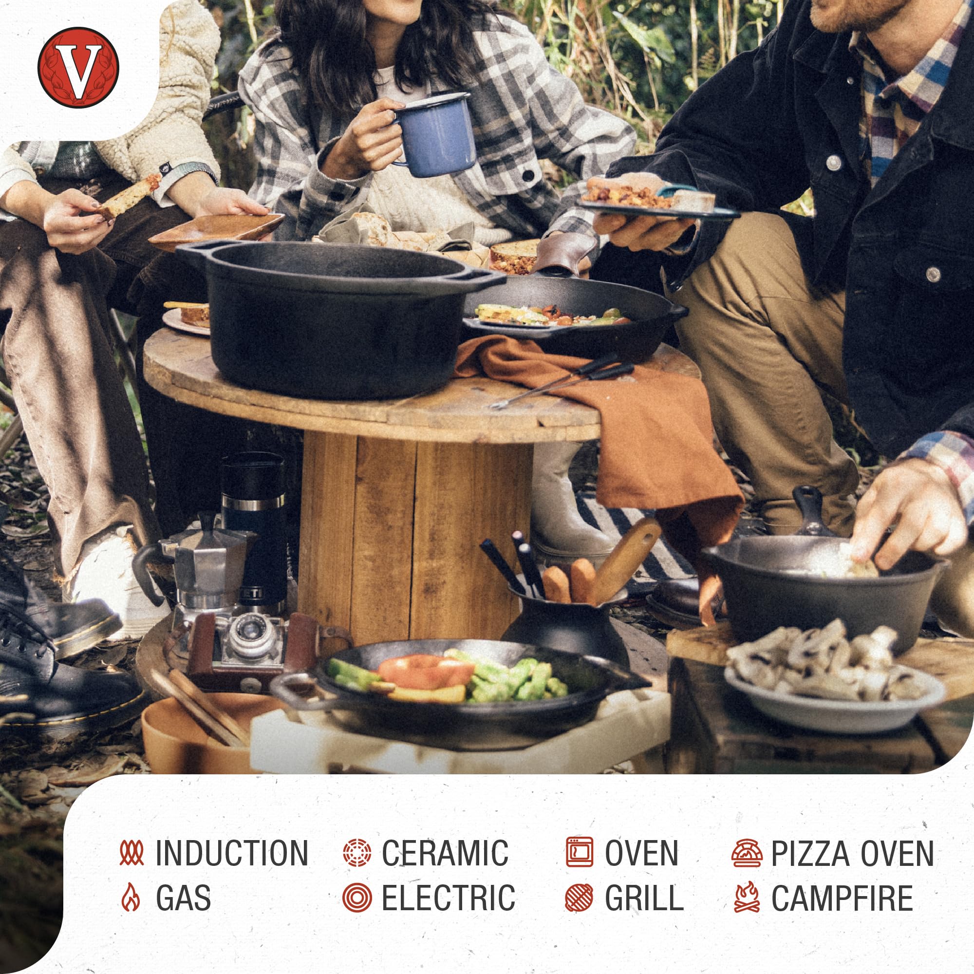Victoria 6-Quart Cast Iron Oval Dutch Oven, Combination Combo Cooker Pot and Skillet, Bread Baker, Made in Colombia, 2-Piece Set