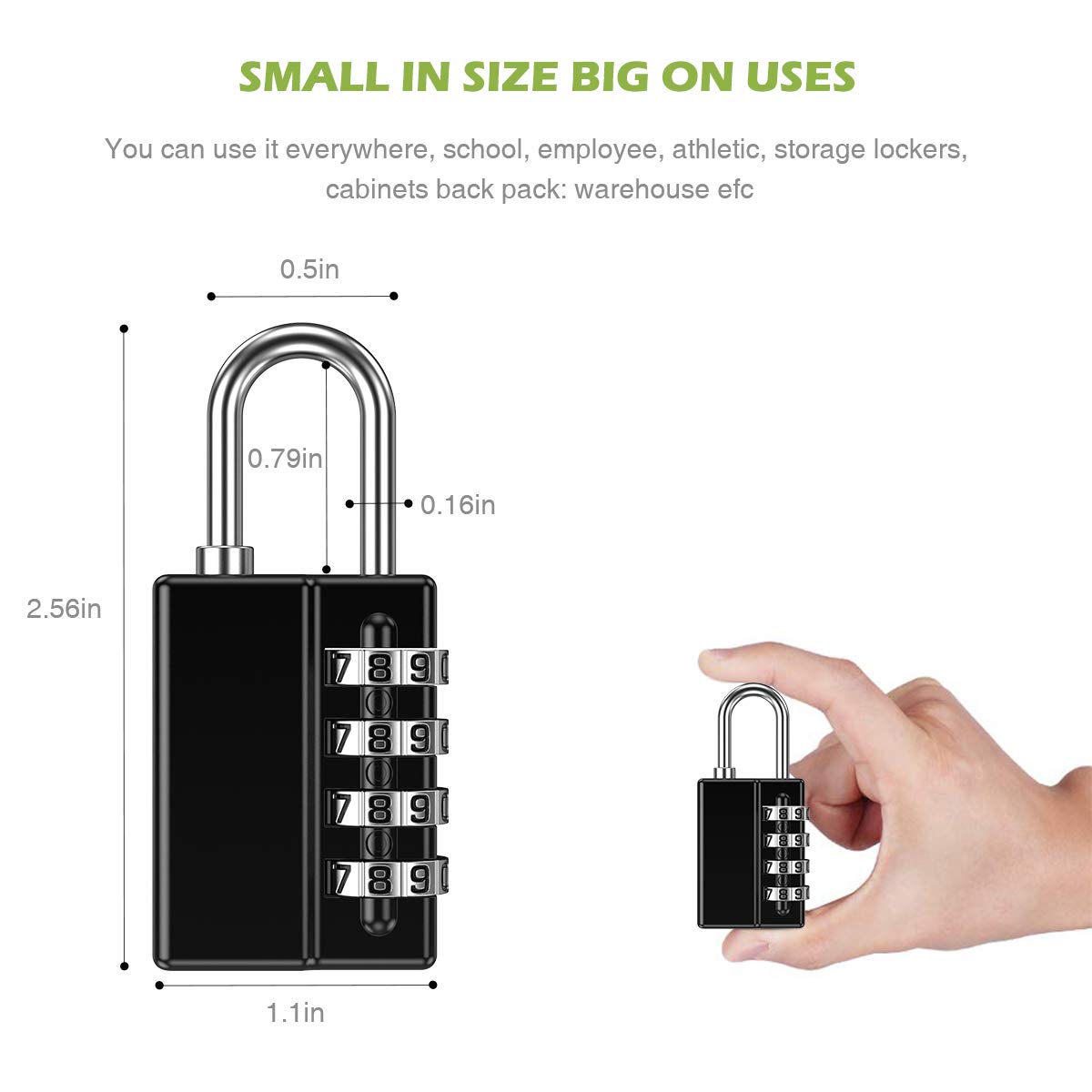 KeeKit Combination Padlock, 4 Digit Combination Lock, Resettable Waterproof Gate Lock for Locker, Gym, Fence, Case, School & Employee Locker, Toolbox β 2 Pack, Black