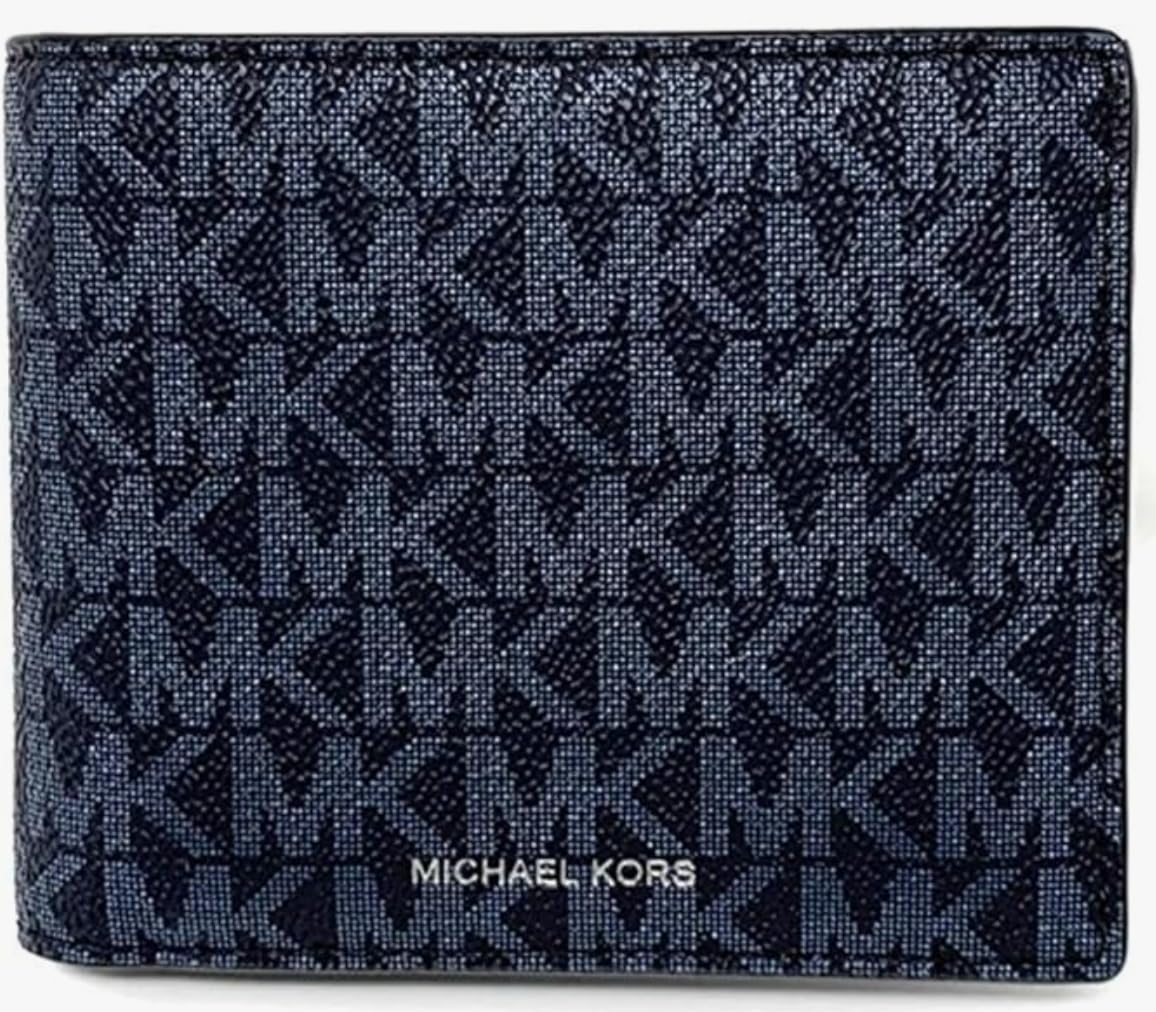 Michael Kors Mens Logo Belt and Billfold 3 in 1 Wallet Gift Box Set (Admiral)