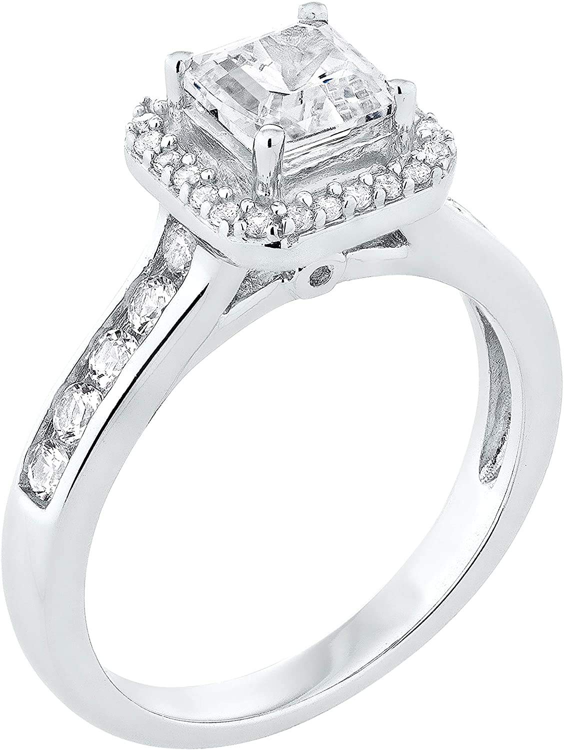 Lexi and Rose 925 Sterling Silver Lab Square Emerald Cut Created White Sapphire Engagement Ring - Size 9