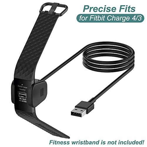 Kissmart Charger for Fitbit Charge 4, Replacement USB Charging Cable Cord Dock Adapter for Fitbit Charge 4 Fitness Wristband (2Pack, 1m/3.3ft)