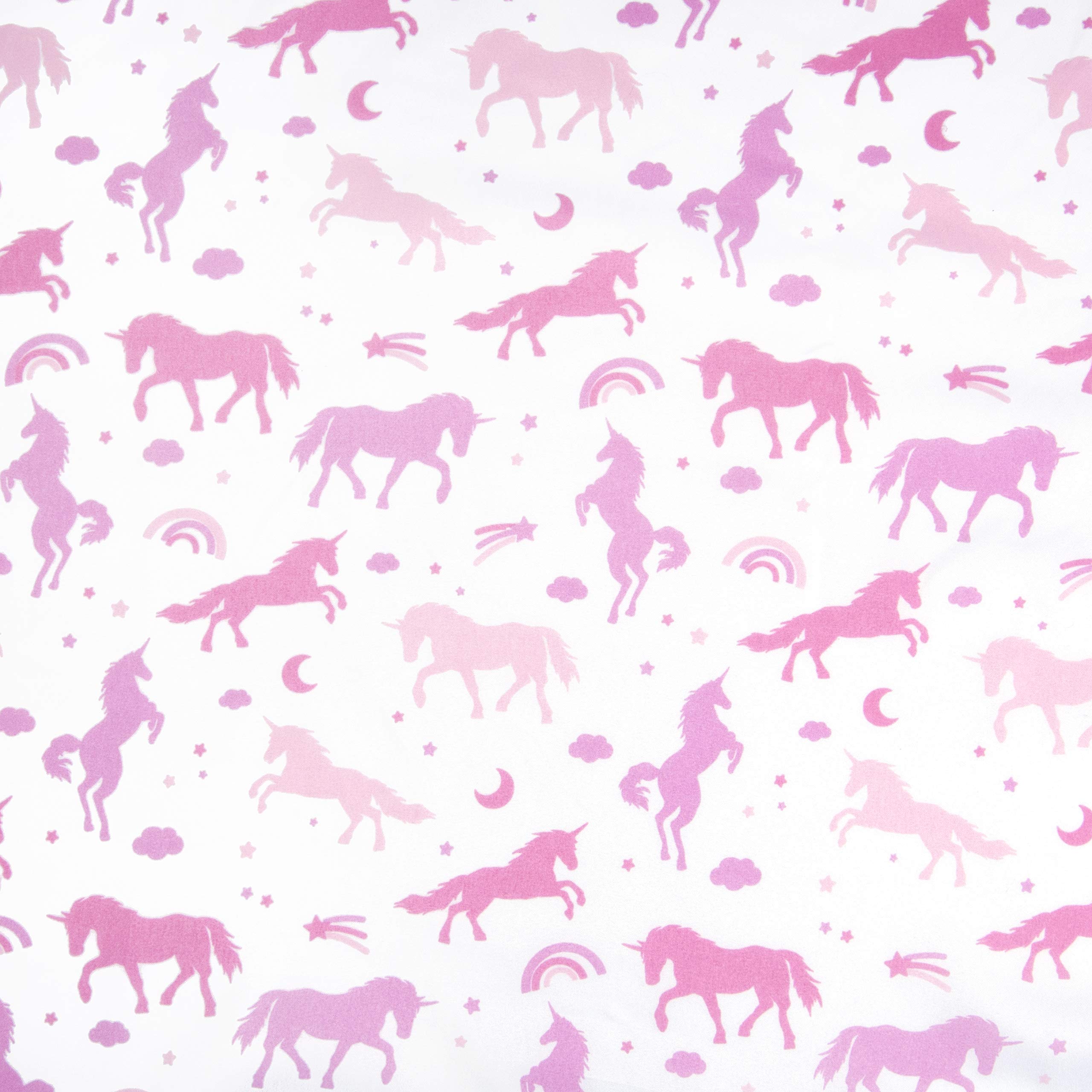 Kids Rule 3-Piece Unicorn Sheet Set | 1 Twin Flat Sheet, 1 Twin Fitted Sheet & 1 Queen Pillowcase | 100% High-Grade Micro-Denier Polyester Fiber | Soft, Smooth & Durable | for Girls | Pink & Purple