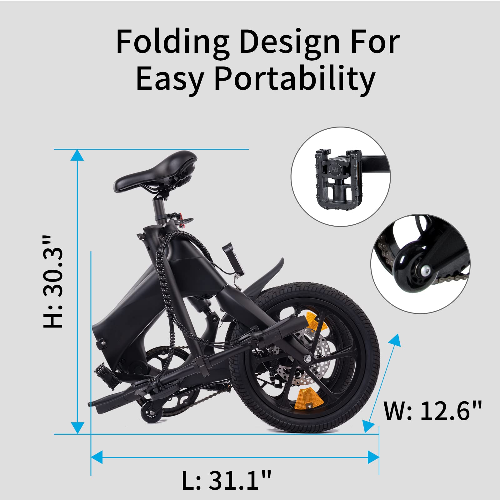 ONEBOT Electric Bike S7 Aviation Ultra-Light Magnesium Folding Electric Bicycle with Pedals 16" Wheels Ebike with Rear Shock Absorber (Black)