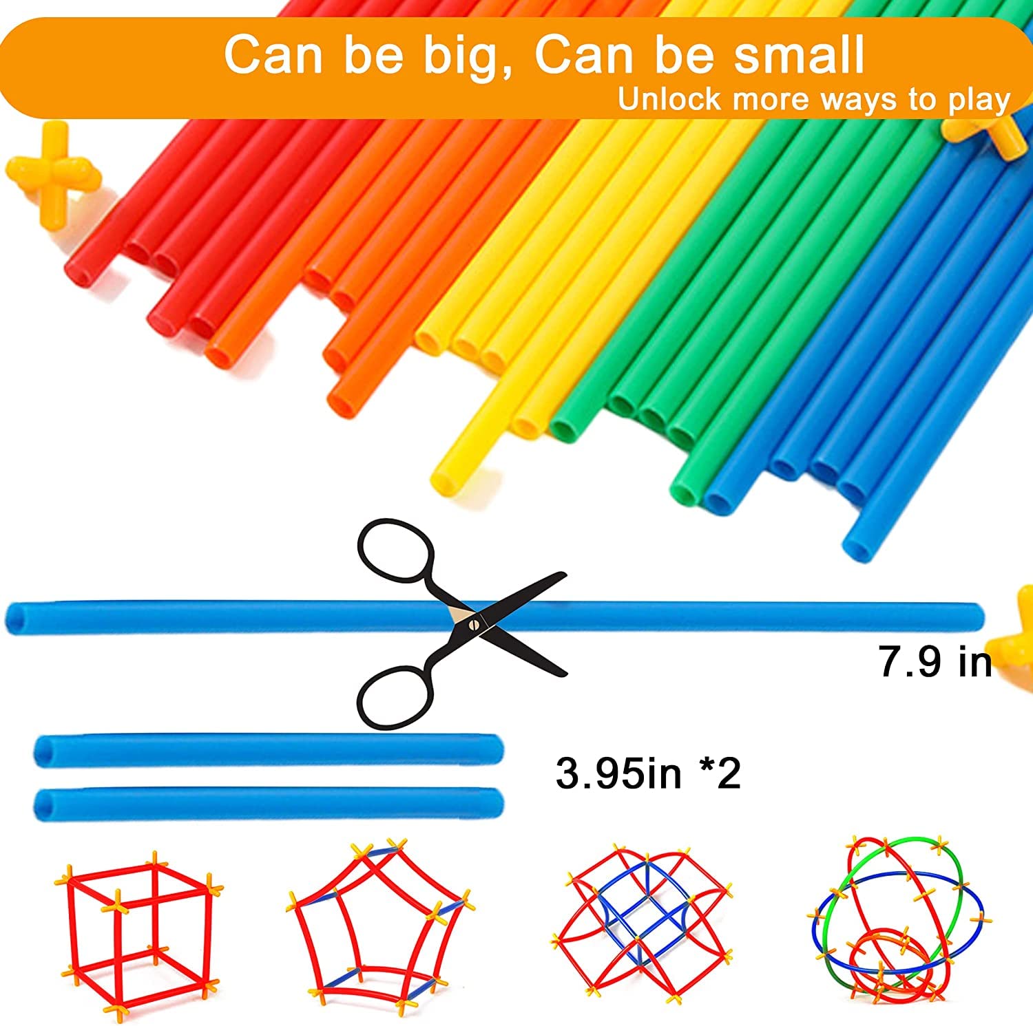 RAINBOW TOYFROG Straw Constructor STEM Building Toys 300 pcs Interlocking Plastic Educational Toys Engineering Building Blocks -Construction Blocks- Kids Toy for 3-12 Year Old Boys and Girls