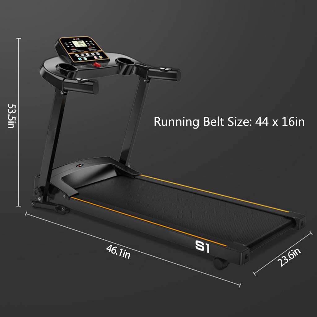KAB Electric Treadmill Portable Folding Home Run Exercise Machine with Manual Incline Treadmills Workout with LCD Screen & Cup Holder with 12 Pre-Set Programs 2.0HP Power Wide Tread Belt