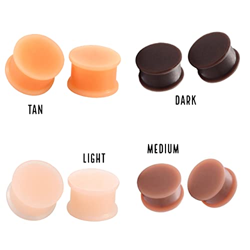 hwojjha Silicone Pair Flesh Skin Tone Ear Plugs Tunnels Gauges Multiple Shades (Light - 10mm (00g))