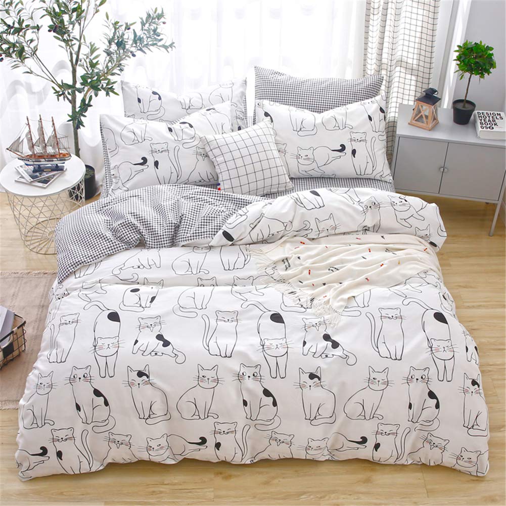 LAYENJOY 3 Pieces Orange Tangerine Printed Duvet Cover Set Queen 100% Cotton Tropical Fruit Pattern Bedding Set for Boys Girls Teens Blue White Comforter Cover Full, No Comforter