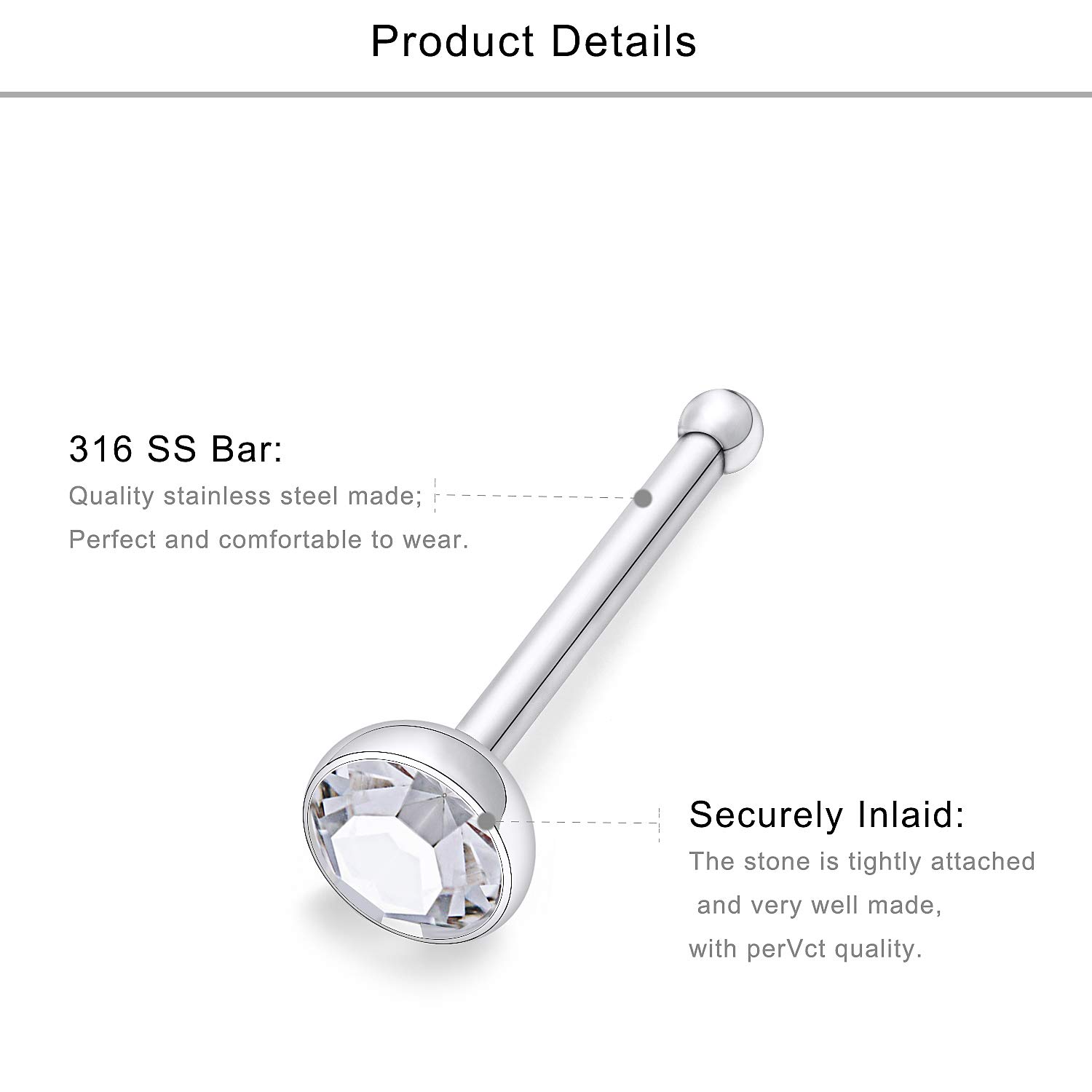 Lcolyoli 24Pcs 20G Externally Threaded Glow in the Dark Nose Studs Rings Bone Surgical Steel Nostril Pin Body Piercing Jewelry for Women Men 3mm Top