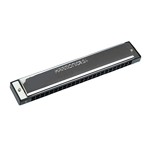 WAAZVXS Tremolo Harmonica 24 Hole 48 Tone Blues Harp Mouth Organ Key of C ABS Resin Brass Reed Musical Instruments (Color : Key A)