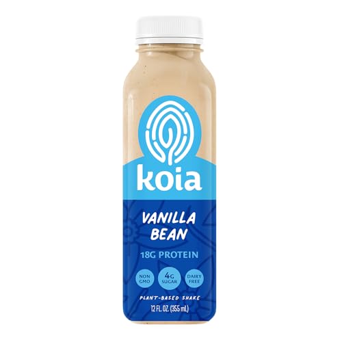 Koia Protein - Ready To Drink Plant Protein Shake (12 Fl Oz) - Vanilla Bean - Dairy Free, Gluten Free, Soy Free, Non GMO, Kosher, Vegan
