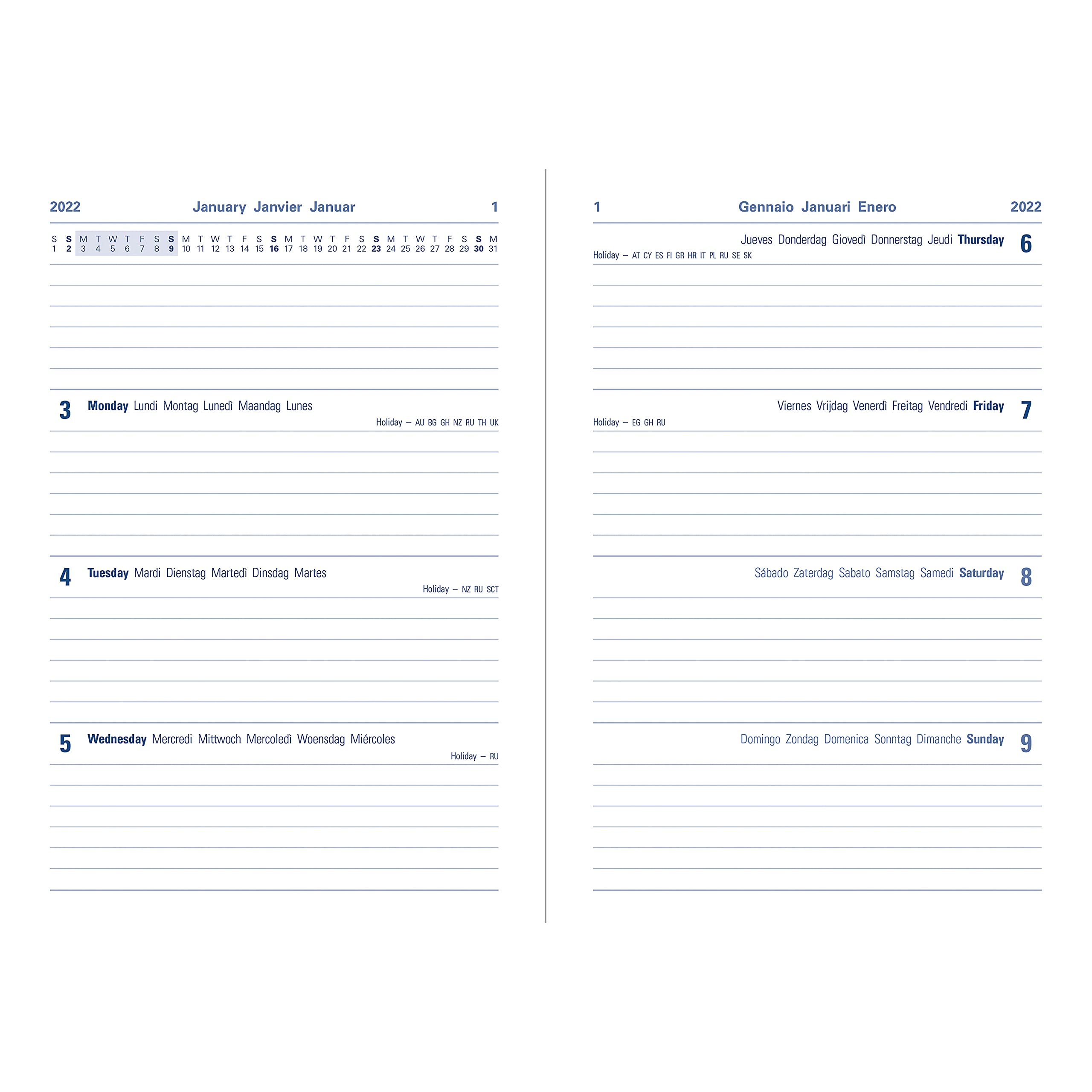 Letts of London,22-080449 Verona A5 Week to View 2022 Diary - Pink
