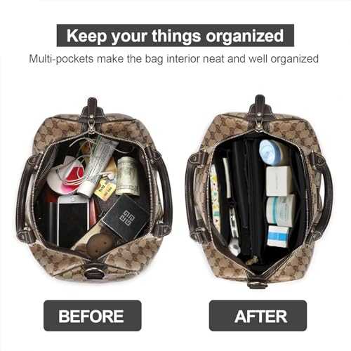 OMYSTYLE Black Large Purse Organizer Insert for Handbags, Felt Bag Organizer for Tote & Purse, Tote Bag Organizer Insert with 5 Sizes, Compatible with Neverful Speedy and More(11.4"×5.9"×6.9"
