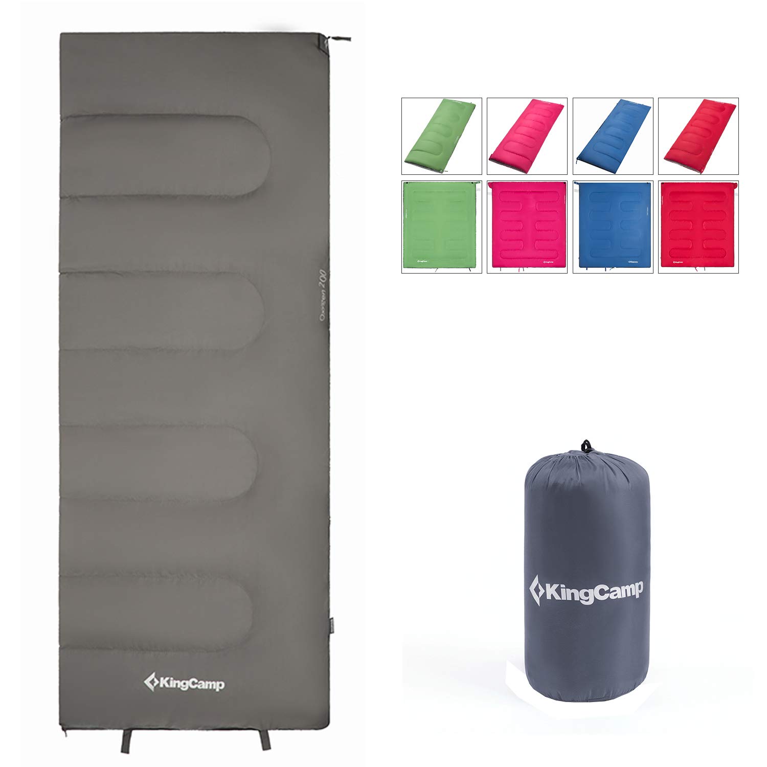 KingCamp Lightweight Envelope Sleeping Bag 55℉ Portable Waterproof Comfort for Cool Warm Hot Weather Compact Backpacking Camping Hiking Travel 70.8"x29.5"