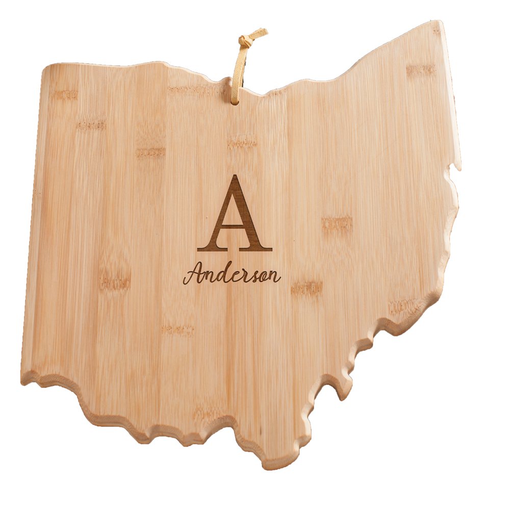Personalized Family Initial Ohio State Cutting Board, Bamboo, 14.25" x 11" x 5/8"