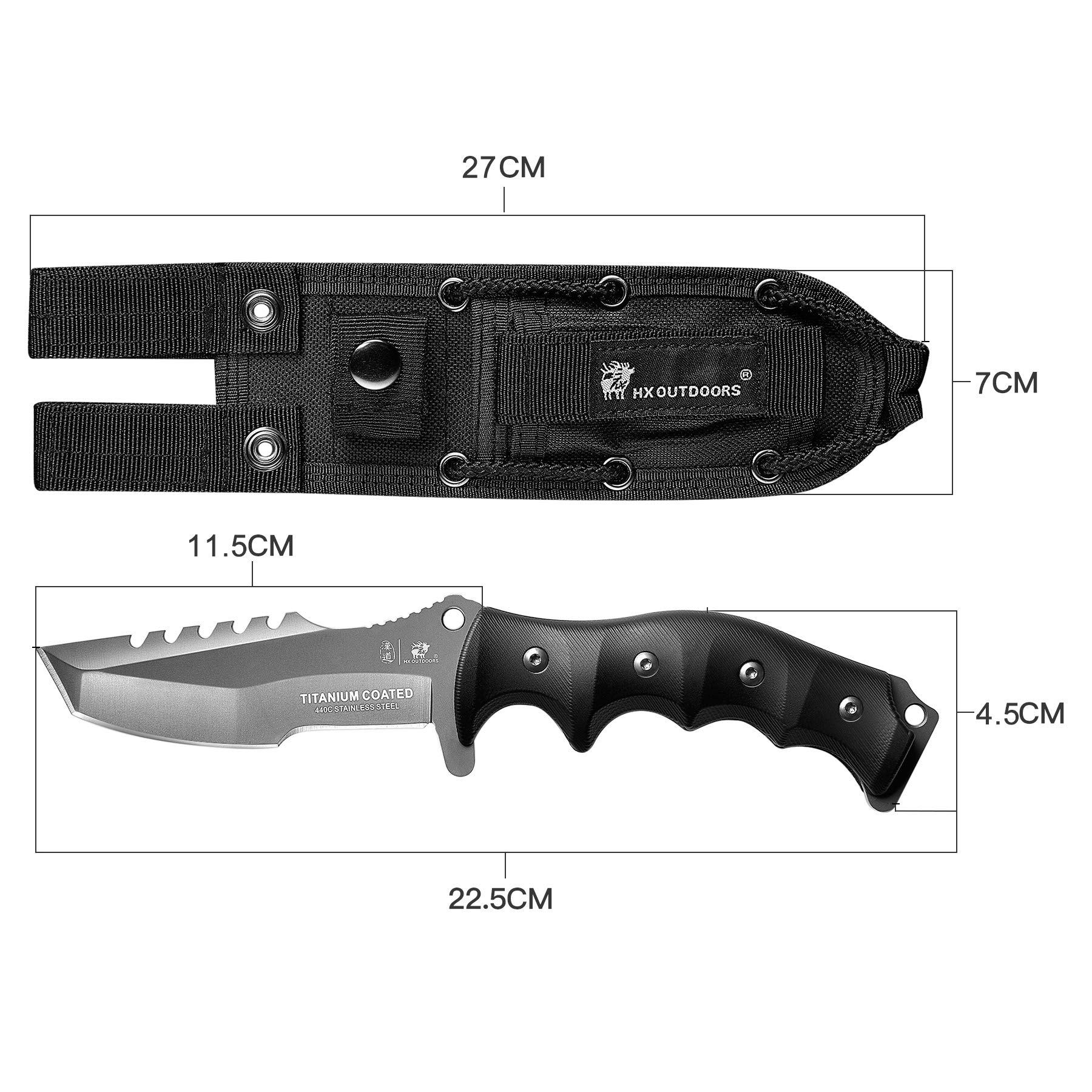 HX OUTDOORS fixed blade knives with molle sheath,full tang Tanto companion knife (D-124)