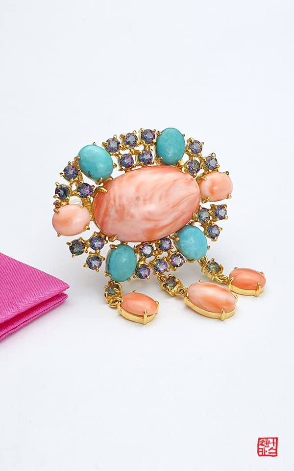 NASCHENKA Traditional Korean Hanbok brooch pin accessories gemstone jewelry for women moms gift