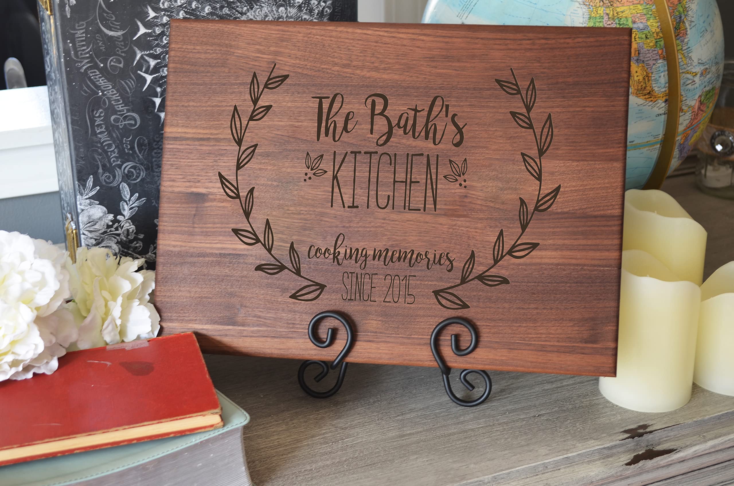 Personalized Wood Cutting Board Engraved with Kitchen Name and Established Date | Perfect Customized Wedding Gifts For Couples Housewarming Gift or Mothers Day Gifts