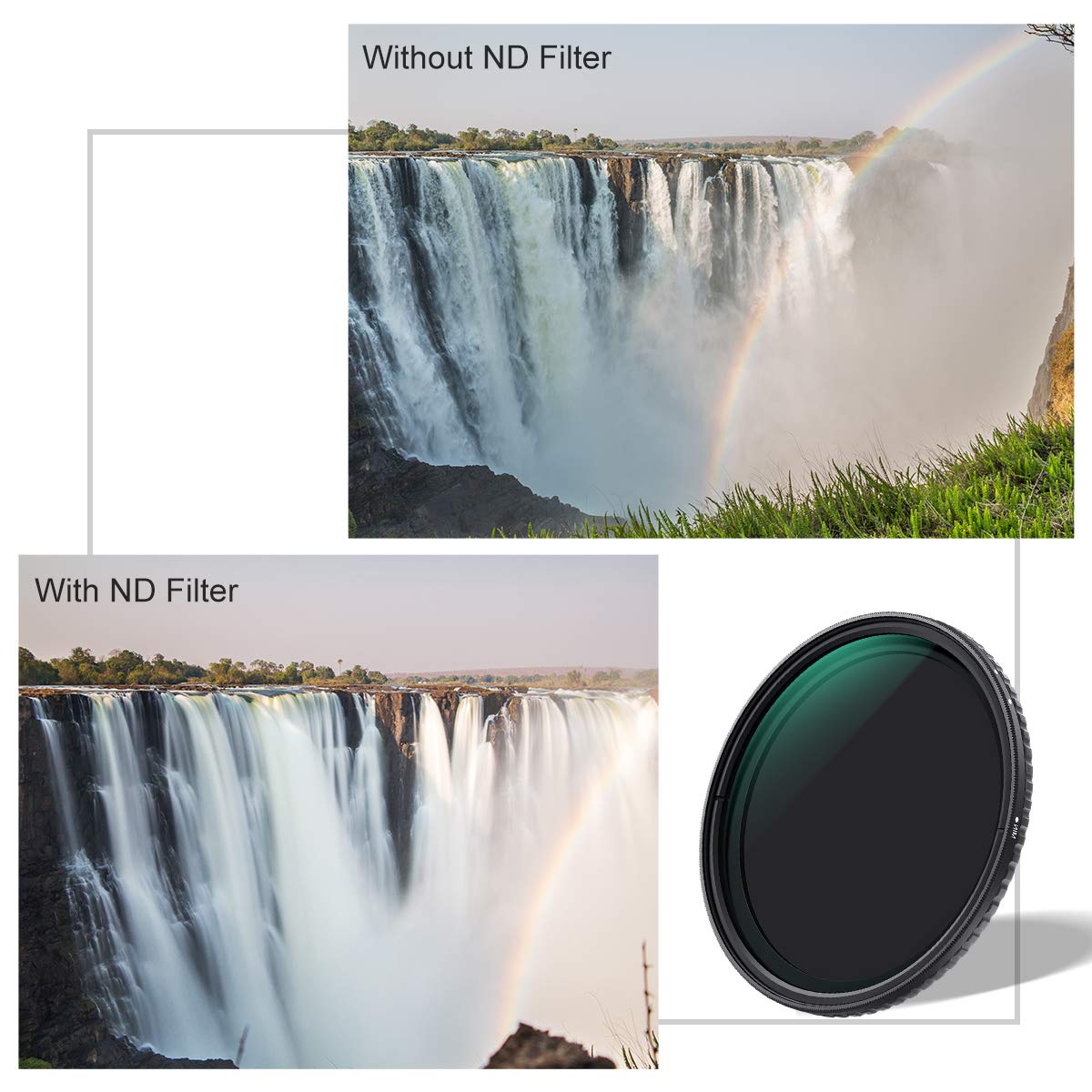 K&F Concept 72mm ND8 to ND128 Variable Neutral Density Filter Slim Fader ND Filter 3 Stop to 7 Stop ND8-ND128 for Camera Lens NO X Spot Nanotec Ultra-Slim Weather-Sealed