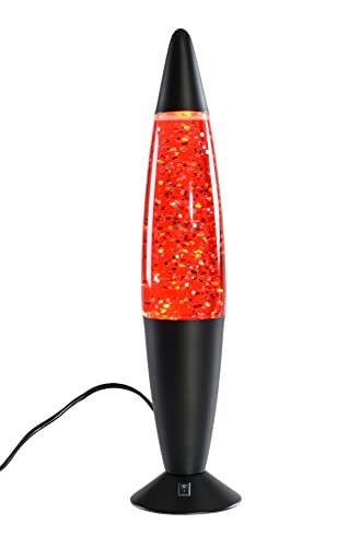 IIDSA Glitter Lamp Black Base, Red Liquid 16 inch, Decorative Table Lamp for Any Area of Your Home (Bulb and Extra Bulb).