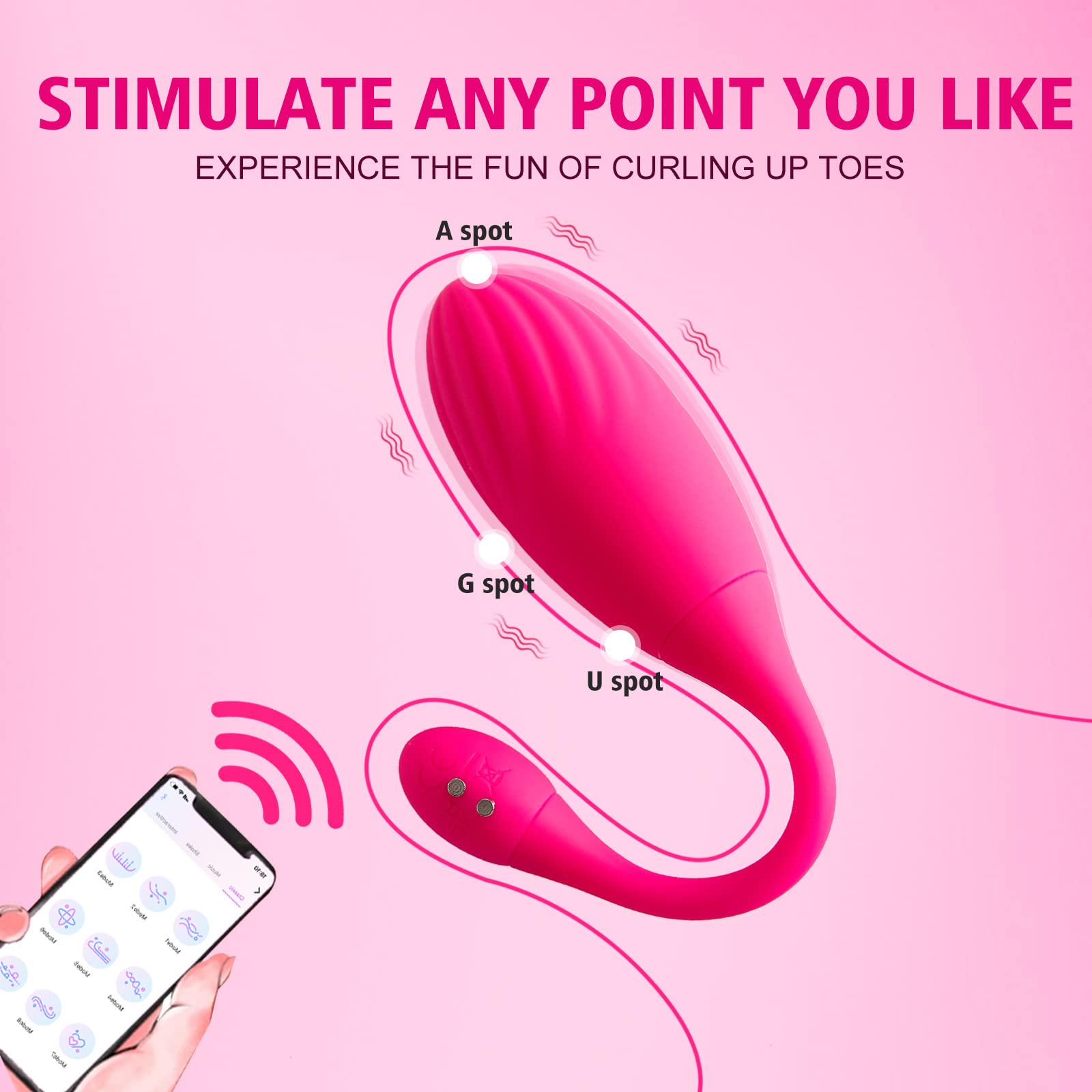 Kaiagame Remote Control Vibrator App, Long Distance App Controlled Vibe Bluetooth Sex Toy Couples Vibe, Phone Adult Toy, Rosered