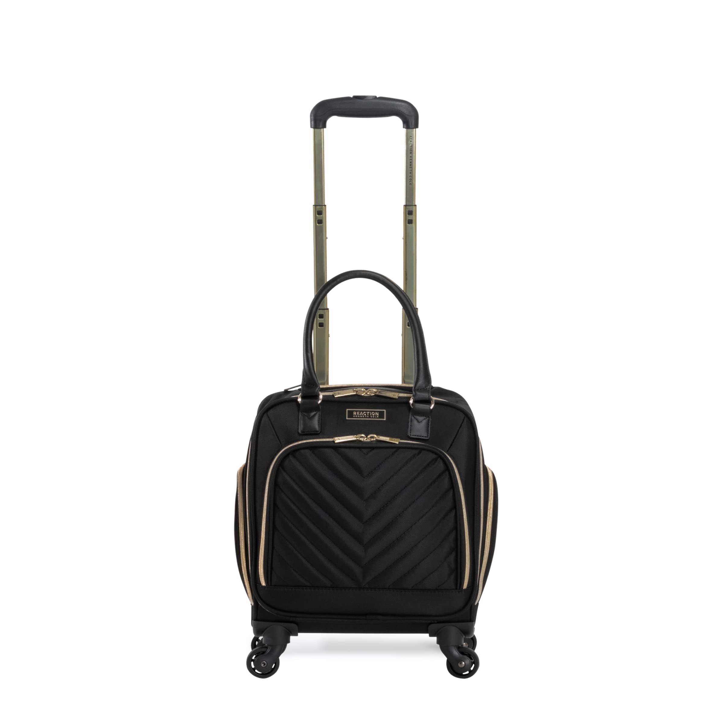 Kenneth Cole REACTION Chelsea Chevron Quilted Luggage, Black, Underseater, 17-Inch Carry On
