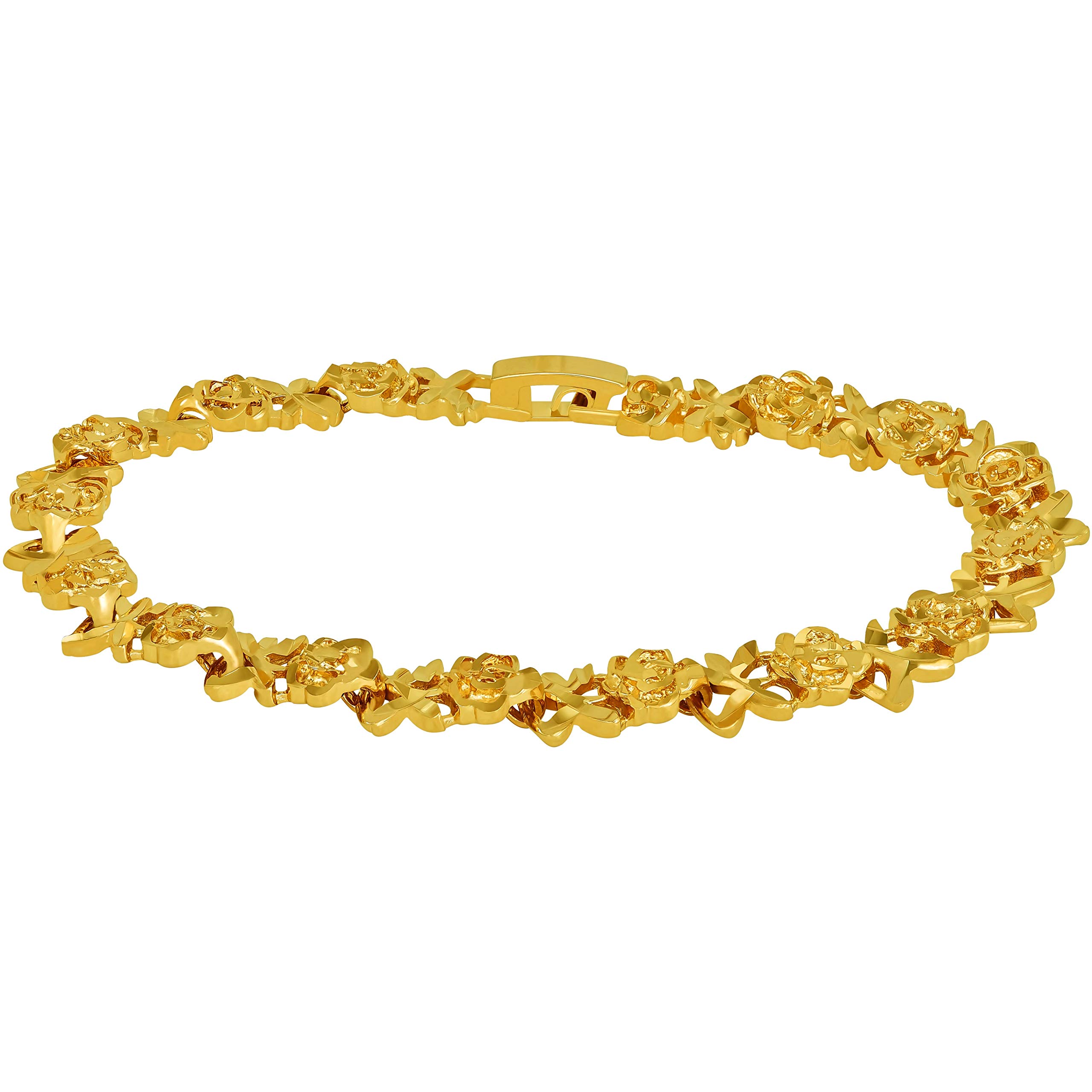 LIFETIME JEWELRY Diamond Cut Rose Charm Bracelet for Women 24k Real Gold Plated (7)