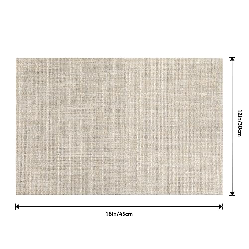 Leetaltree Beige Placemats Set of 4 - Heat Resistant Non-Slip Place mats for Dining Table, Washable Durable PVC Vinyl Woven Table Mats(Beige, 4)