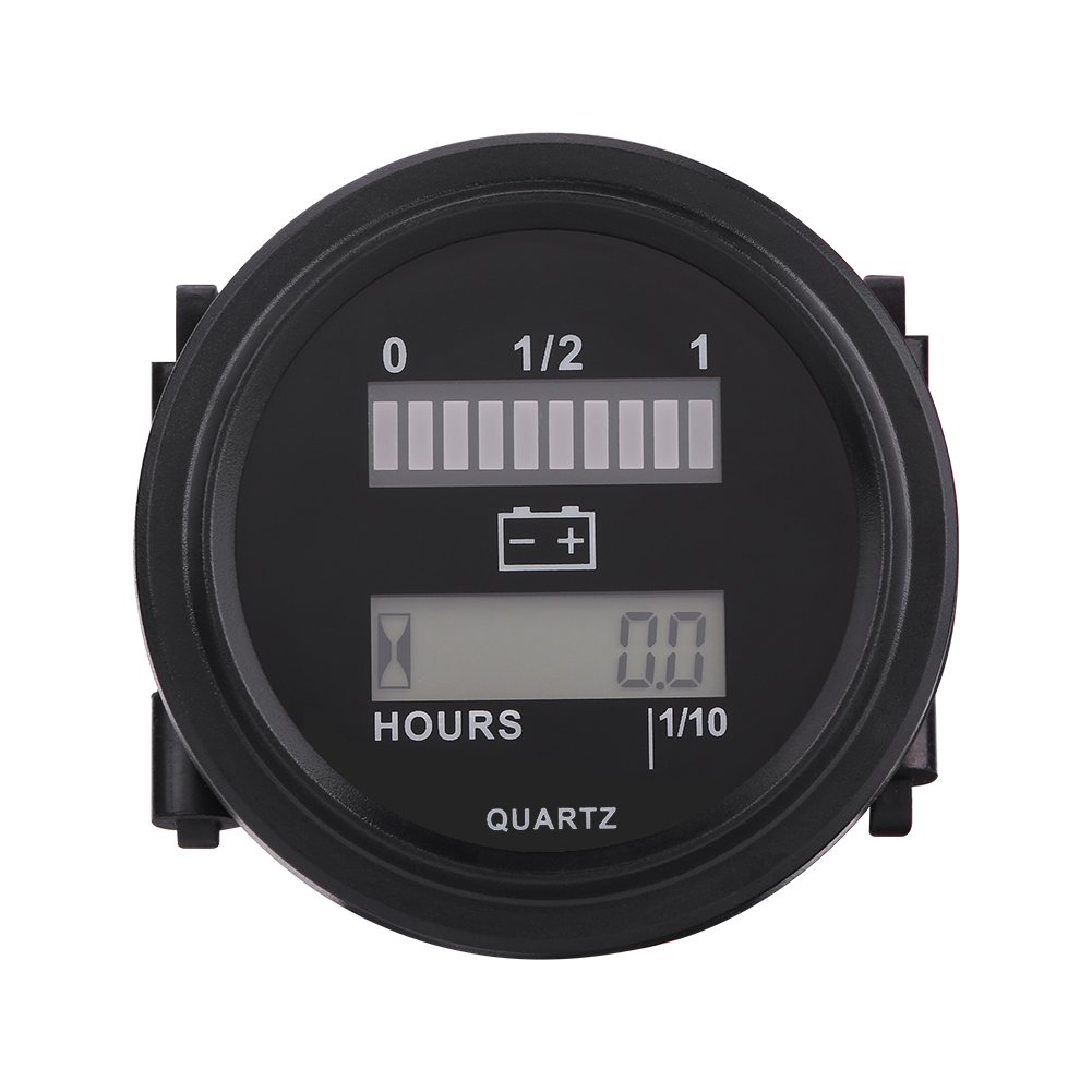 KIMISS 12V/24V/36V/48V/72V LED Digital Battery Indicator Gauge with Hour Meter for Golf Cart + Battery Meter Battery Indicator Battery Gauge LED Battery Indicator Battery Indicator H