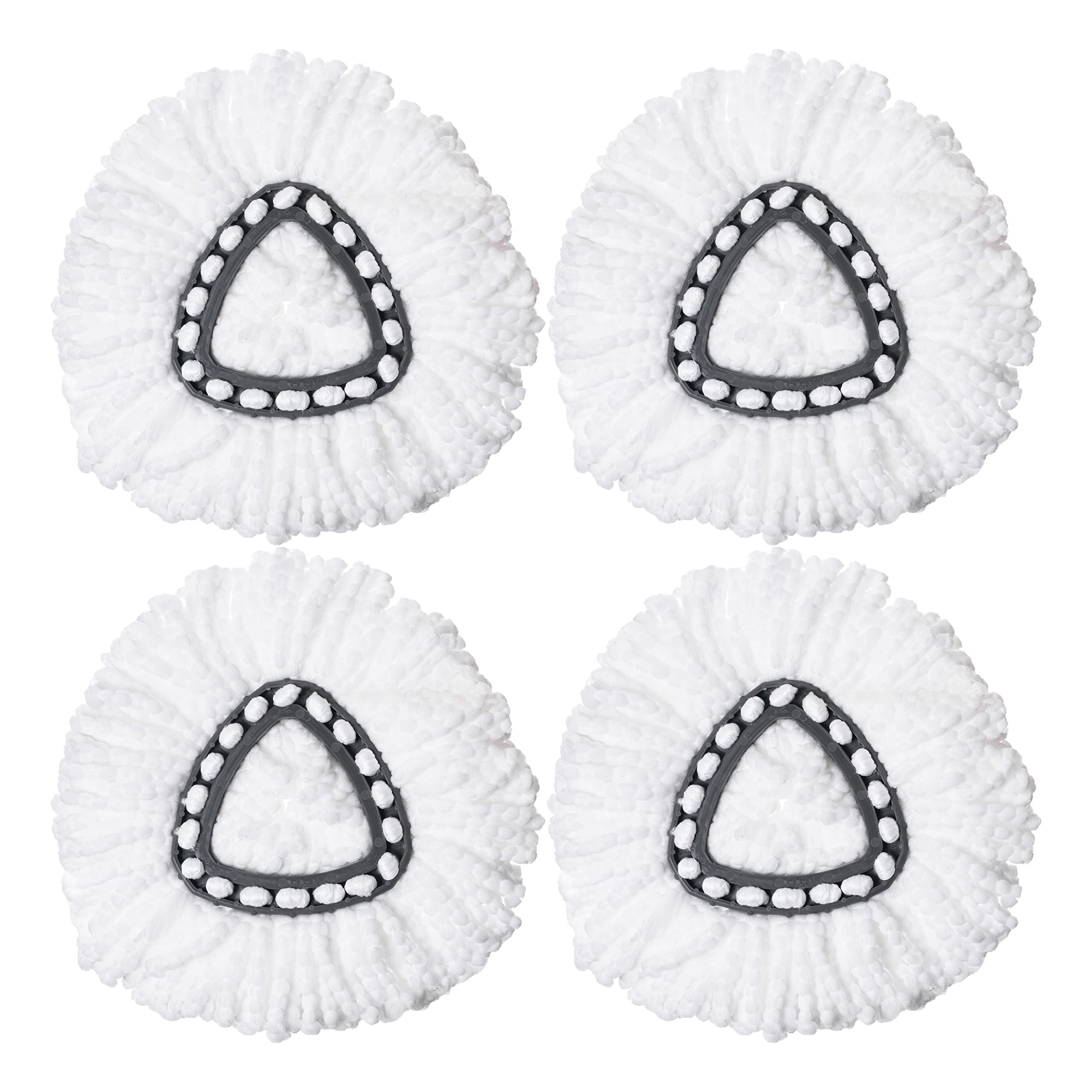 Official Spin Mop Replacement Head Refill 4 Pack Compatible with O Cedar Cyclone Ocedar (White)