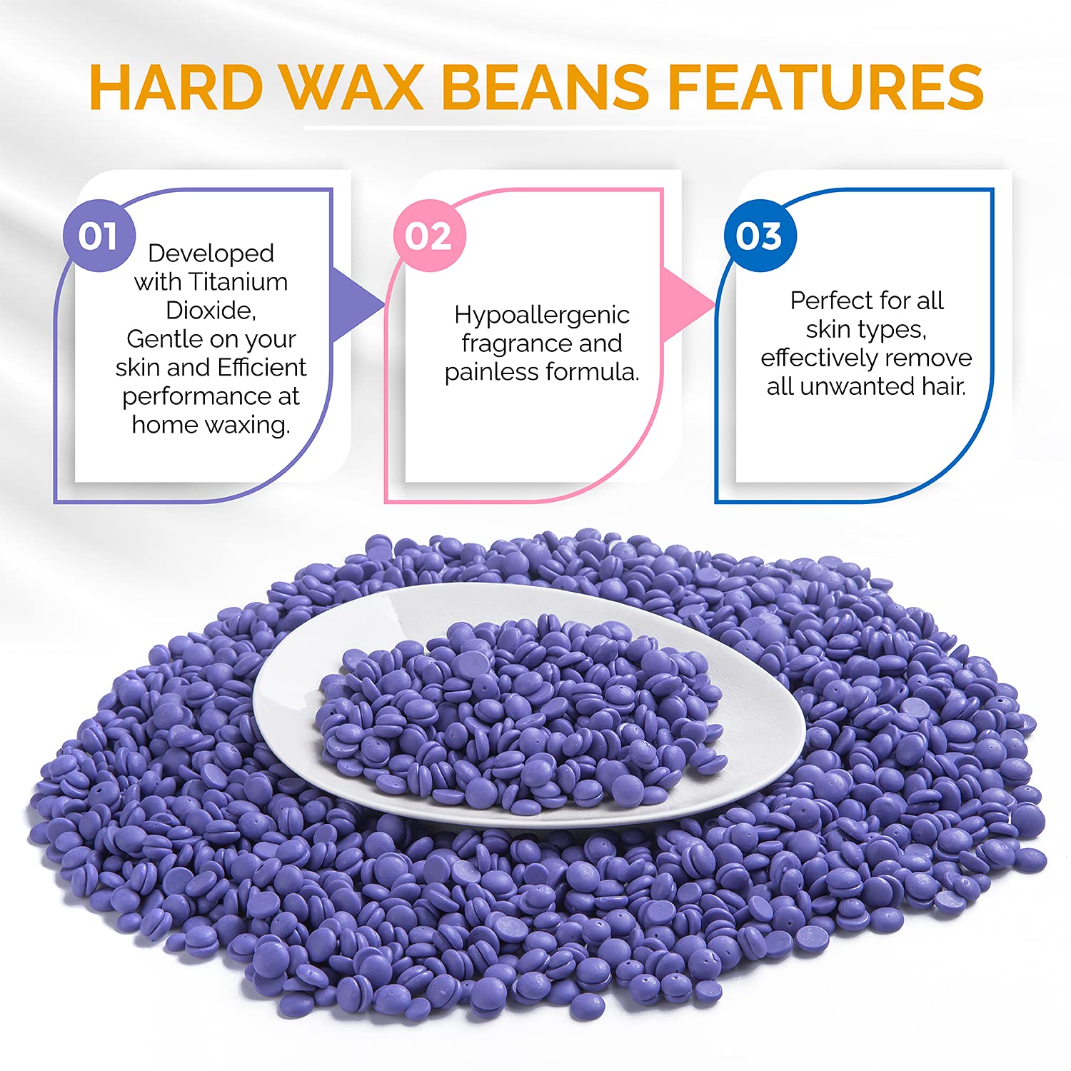 SILMII Wax Beads 100g/3.5oz,Hard Wax Beads for Sensitive Skin Painless Coarse Waxing Beads for Bikini Brazilian Underarms Back and Chest (1 Pack/Lavender)