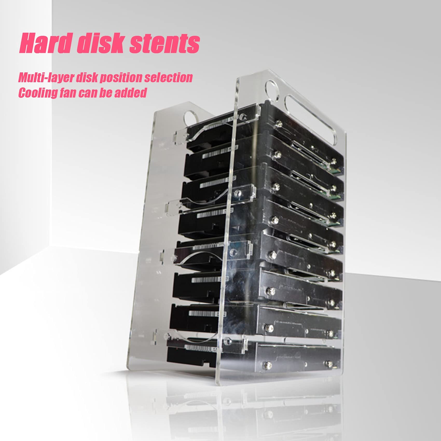 Jaquiain 3.5 Inch HDD Hard Drive Cage 8X3.5 Inch HDD Cage DIY Case for BTC Mining Computer Storage Expansion